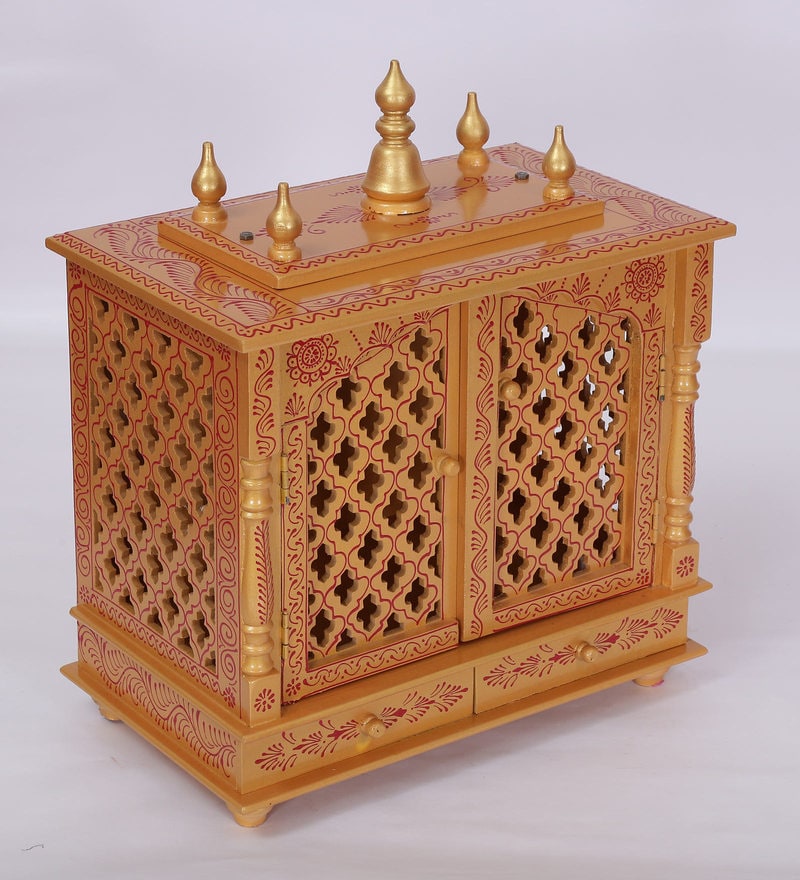 Buy MDF Mandir In Golden By India Home Wood Online - Mandirs ...