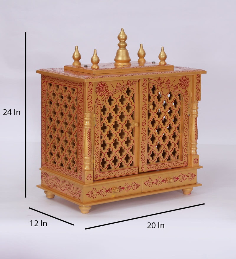 Buy MDF Mandir In Golden By India Home Wood Online - Mandirs ...