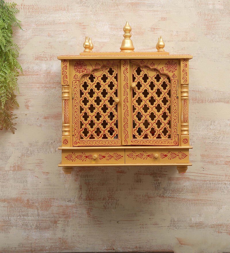 Buy MDF Mandir In Golden By India Home Wood Online - Mandirs ...