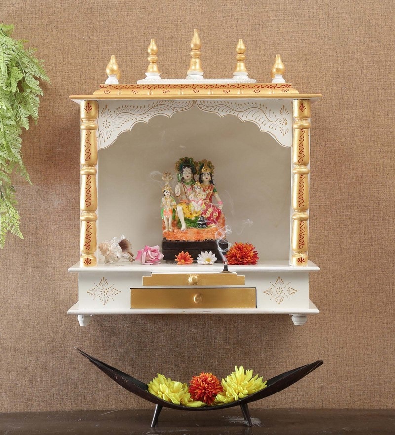 Buy MDF Mandir In Golden By India Home Wood Online - Mandirs ...