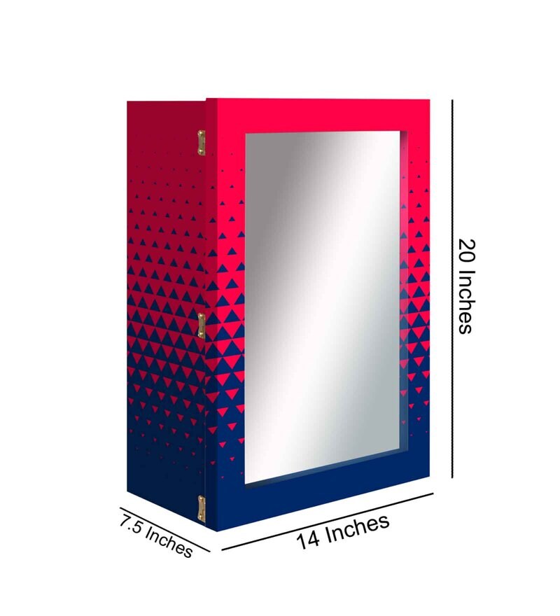 Buy MDF Wall Cabinet With Mirror In Red By 999Store Online - Novelty ...