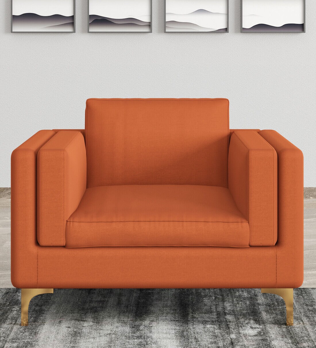 Buy Dona Velvet 1 Seater Sofa In Rust Colour By Casacraft Online ...