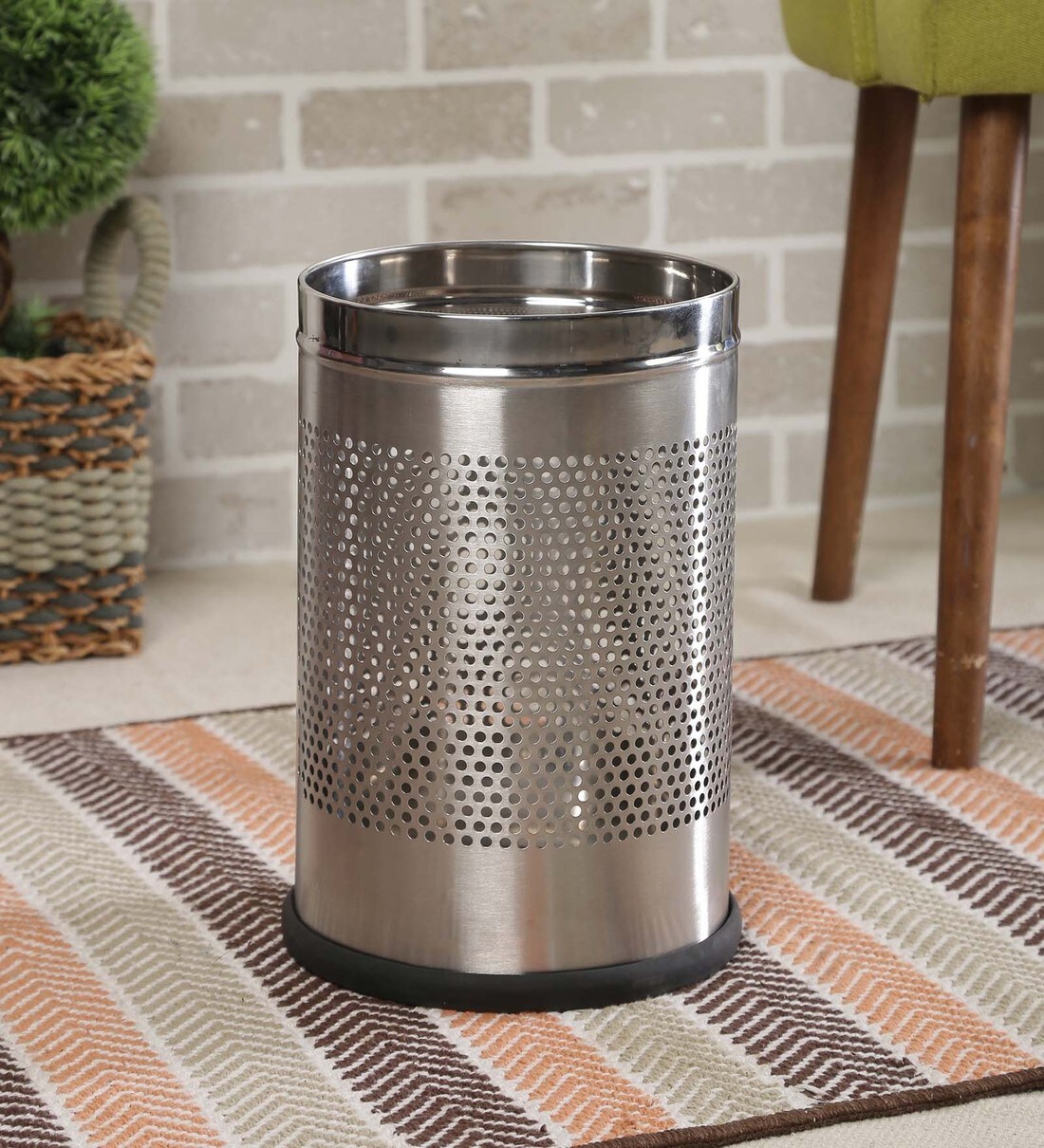Buy 7 Ltr Open Perforated Metal Dustbins In Silver By Meded at 44% OFF ...