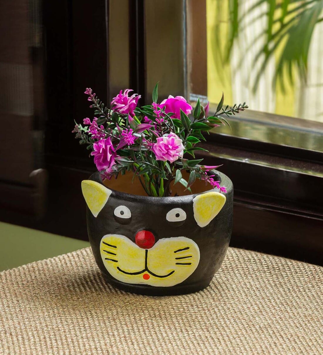 Buy Meek Meow Handmade & Hand Painted Planter Pot In Terracotta (5 ...
