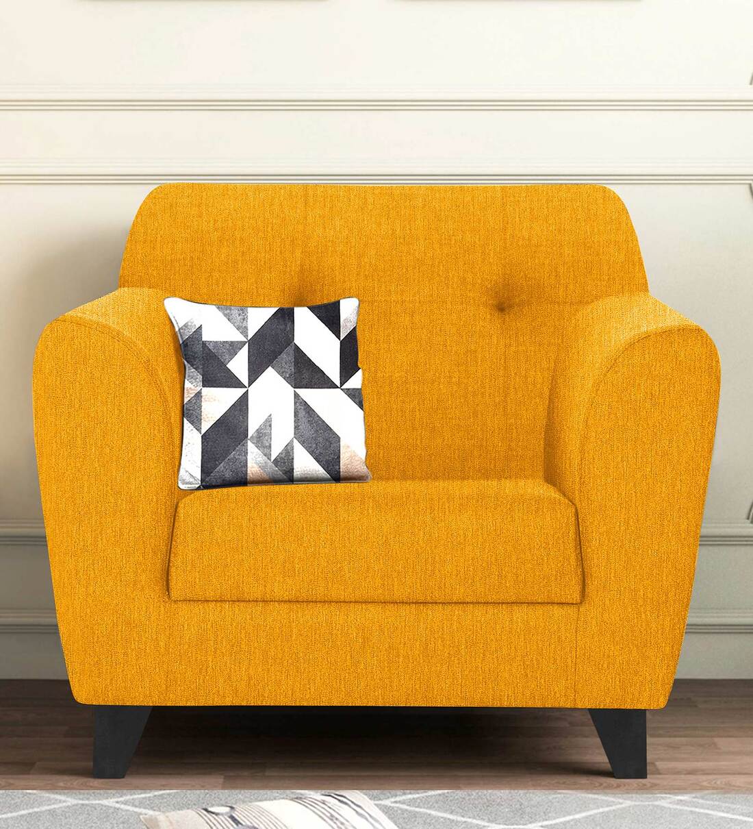 Buy Melaan Fabric 1 Seater Sofa in Bold Yellow Colour by Febonic Online ...