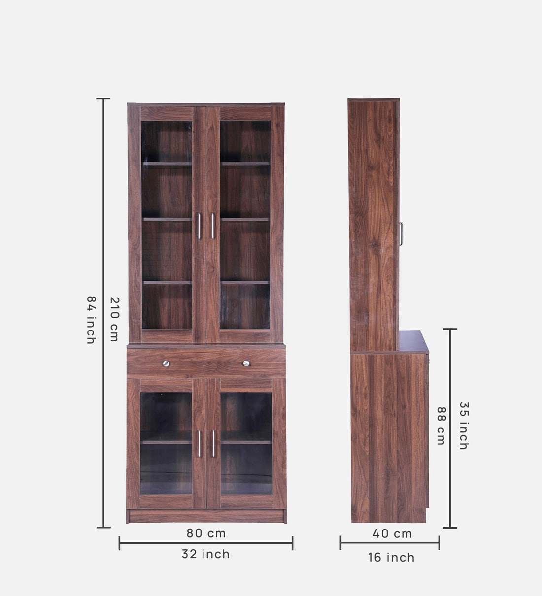 Buy Meline Crockery Medium Unit In Columbian Walnut Finish By Gudsmith ...