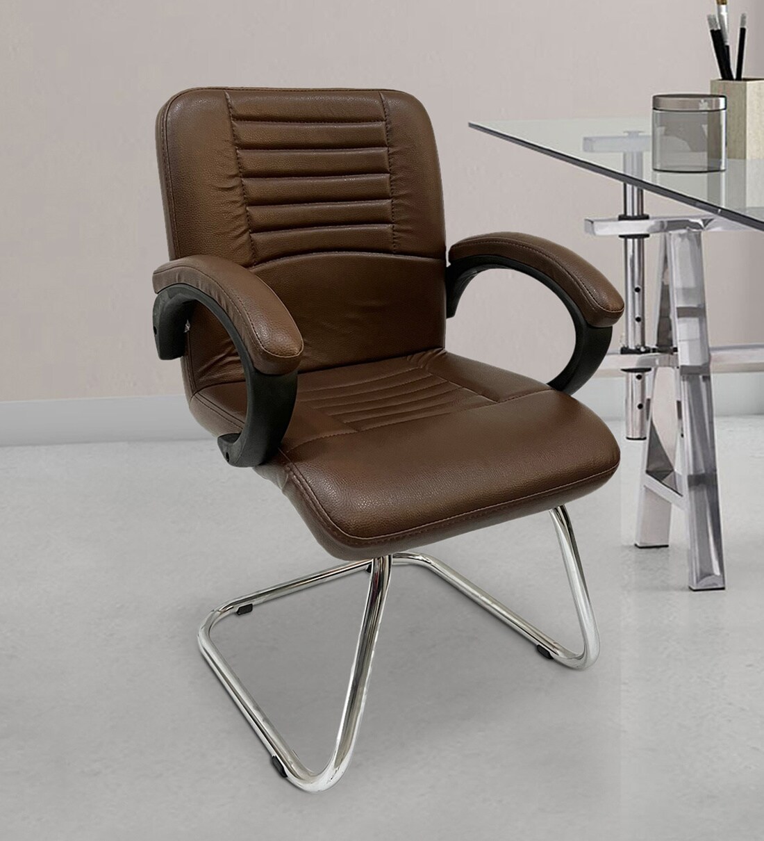 Buy Melisa Cantilever Chair In Light Brown Colour By EFC Online ...