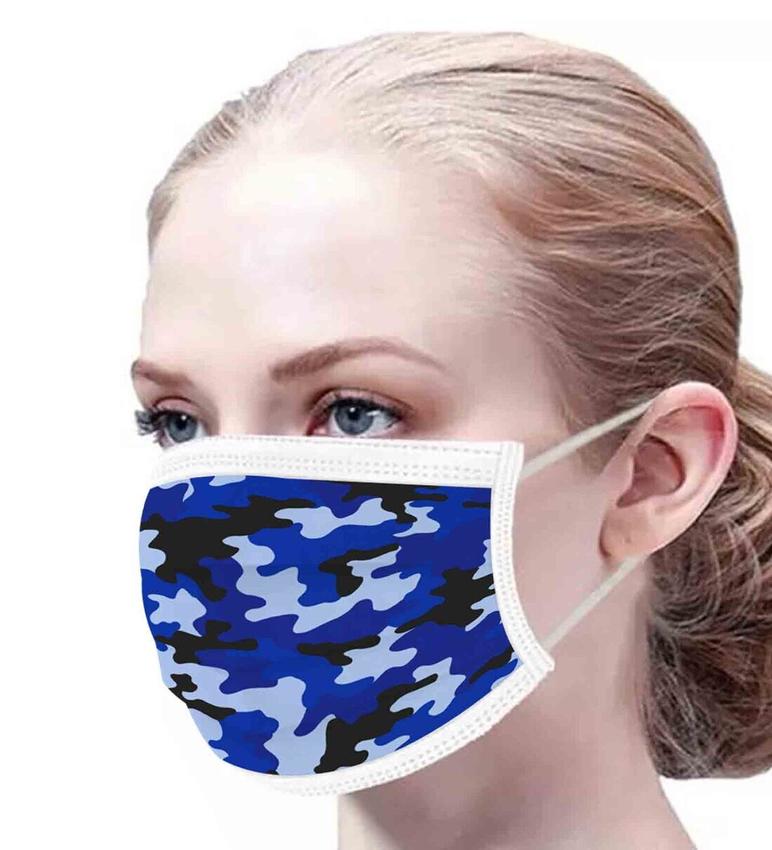 Buy Melt blown Fabric 3 ply mask in Blue Military Color (Pack of 50) by ...