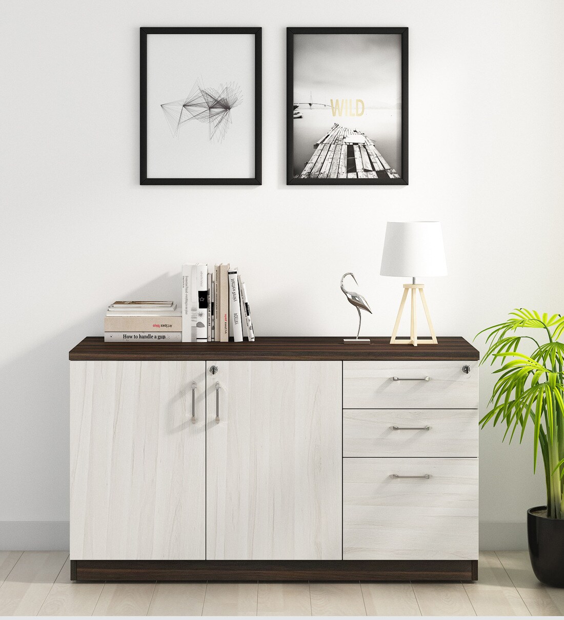 Buy Merino Credenza File Cabinet In Dark Oak & Light Oak Finish at 28% ...