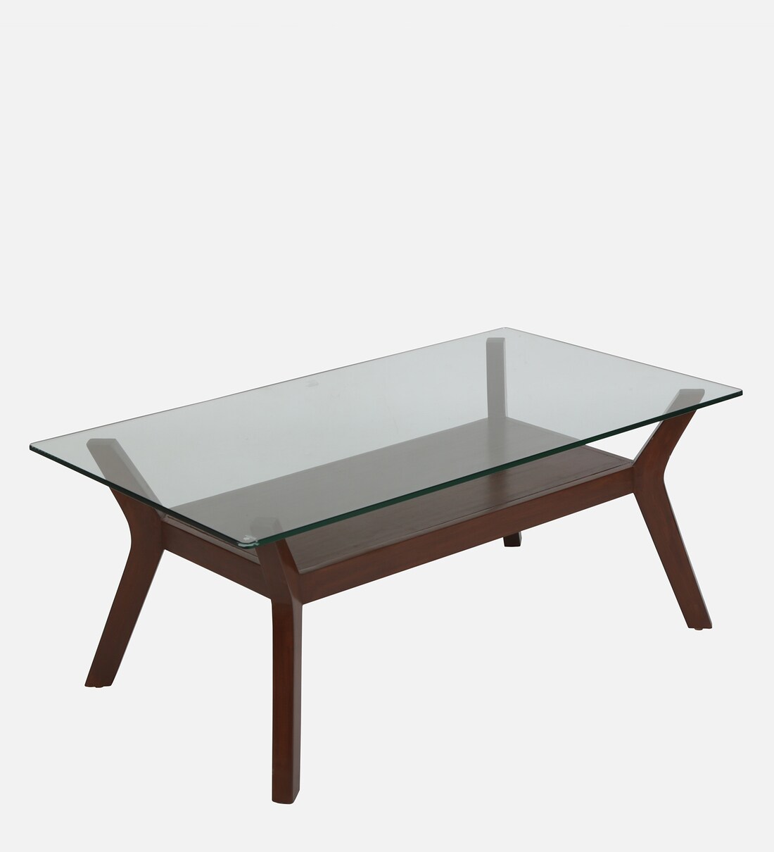 Buy Mesa Glass Top Coffee Table In Natural Teak Wood Finish By Crafted ...