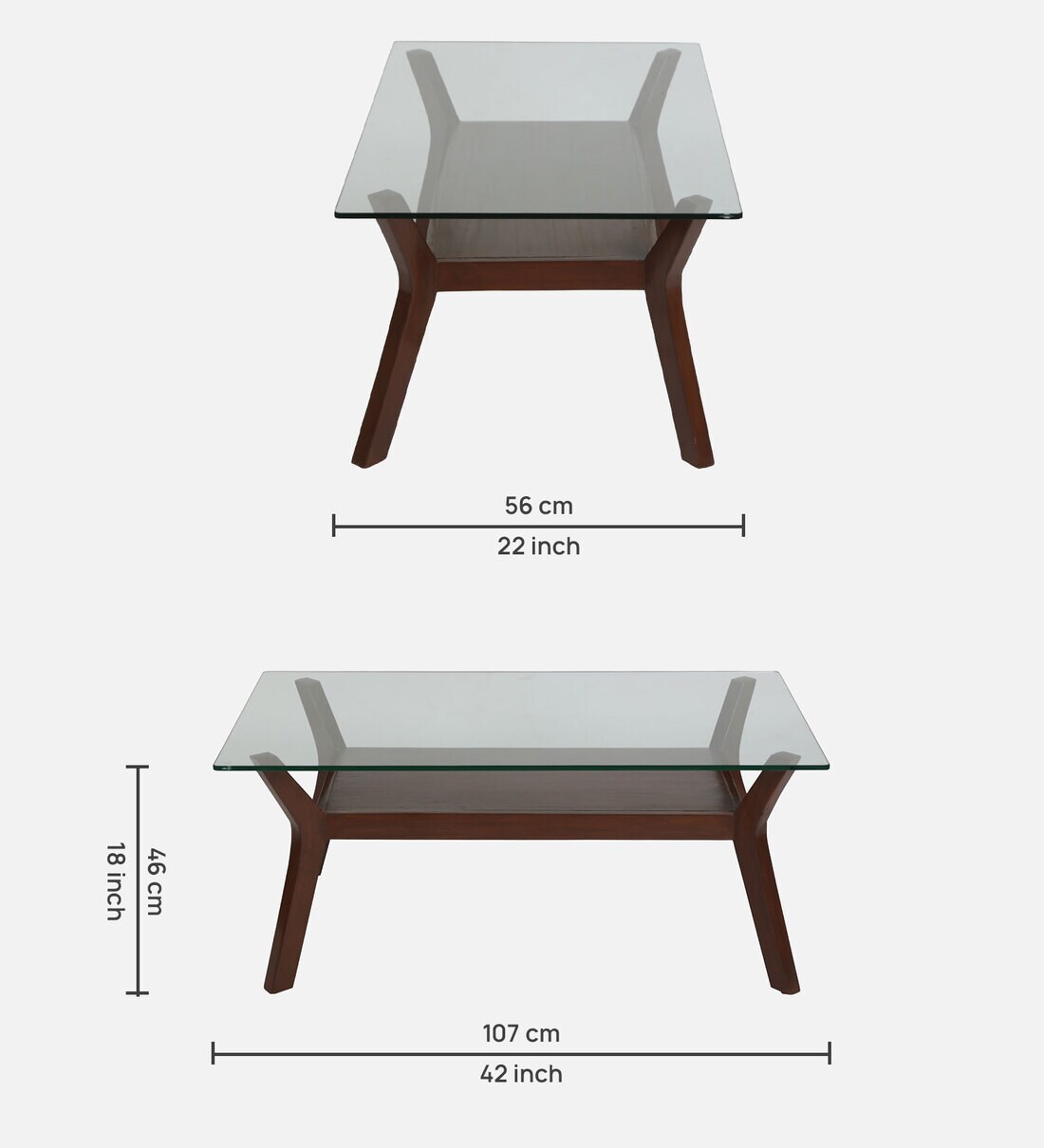 Buy Mesa Glass Top Coffee Table In Natural Teak Wood Finish By Crafted ...