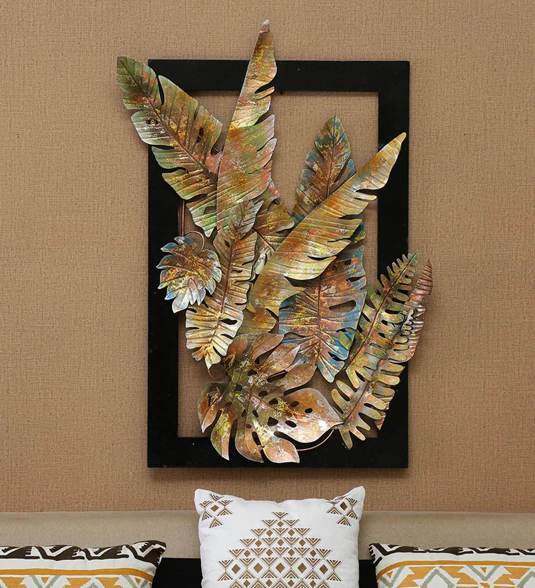 Buy Clerical Iron and MDF Wood Framed Leaf Wall Art In Gold at 32% OFF ...