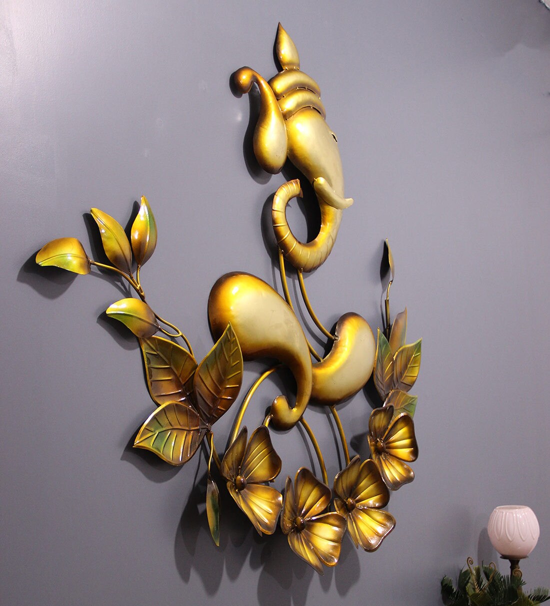 Buy Iron Lord Ganesha Wall Art In Gold By Malik Design Online ...