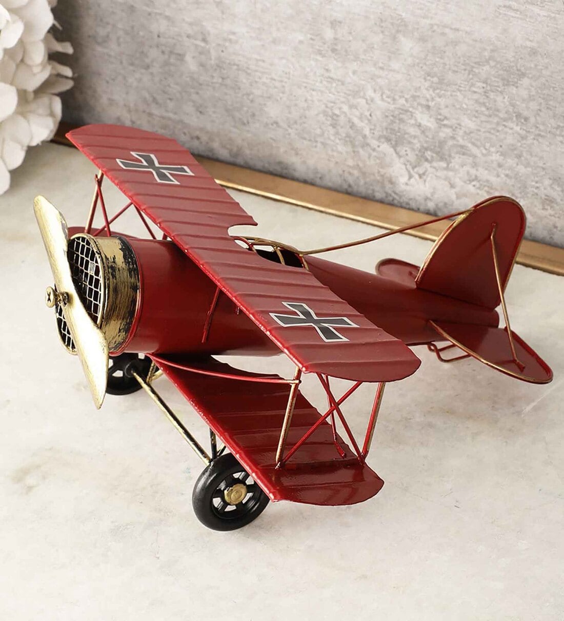 Buy Metallic Vintage Red Airplane Miniature Showpiece by Exim D cor at ...