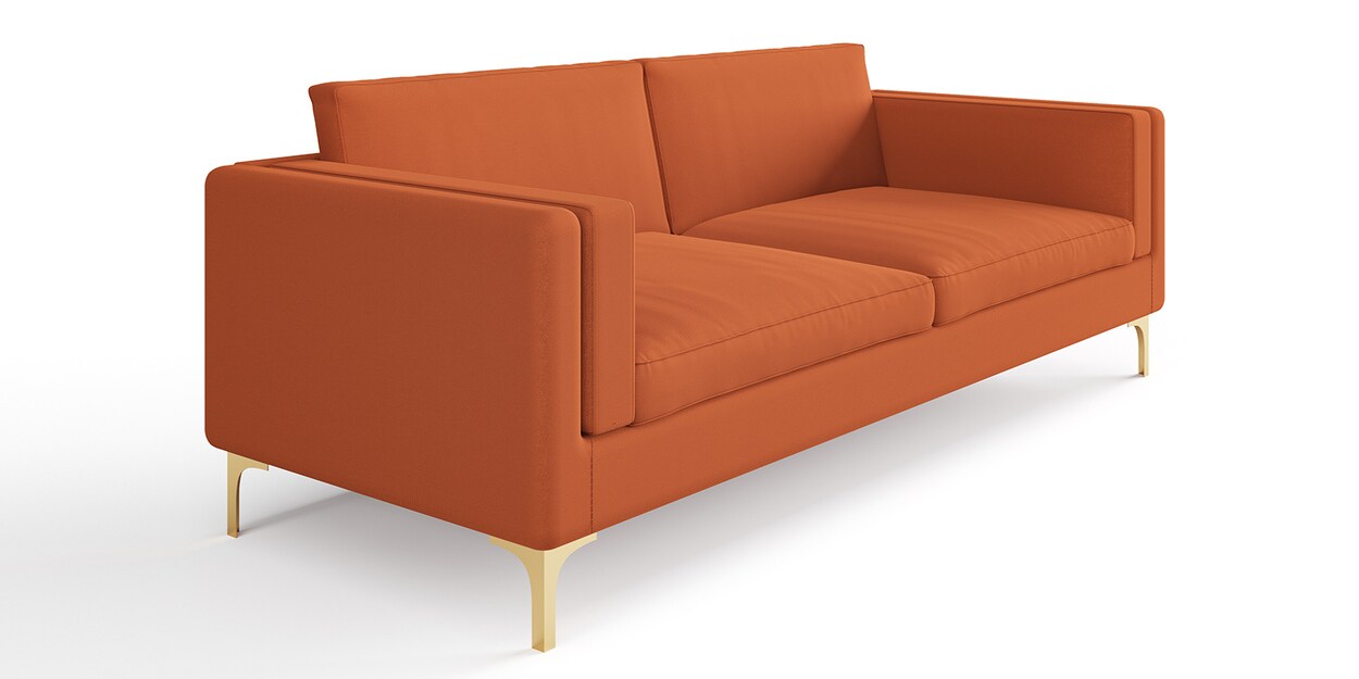 Buy Dona Velvet 3 Seater Sofa In Rust Colour By Casacraft Online ...