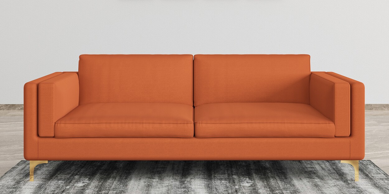 Buy Dona Velvet 3 Seater Sofa In Rust Colour By Casacraft Online ...