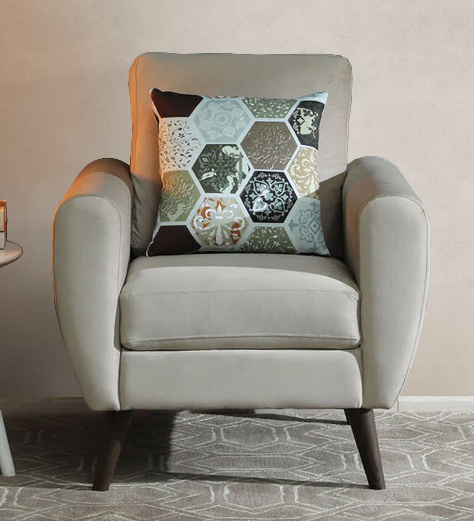 Buy Merida Velvet 1 Seater Sofa In White Colour at 3% OFF by Casacraft ...