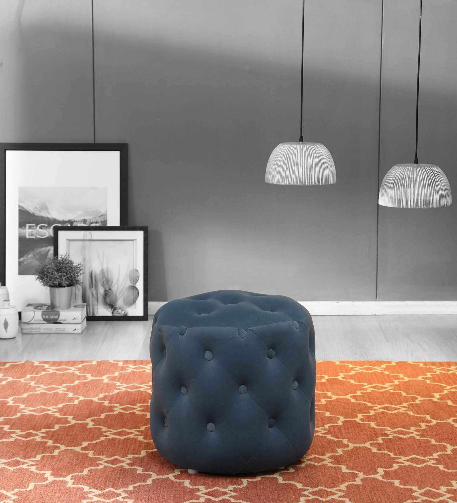 Buy Meril Round Tufted Pouffe in Blue Colour at 36% OFF by VOF | Pepperfry