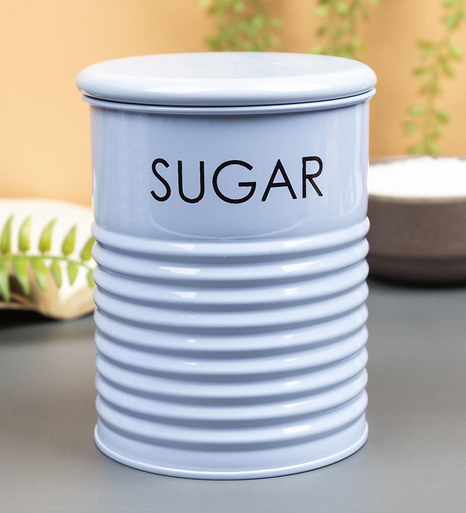 Buy Metal Blue Sugar Jar With Lid 900Ml By Market 99 at 58% OFF by ...
