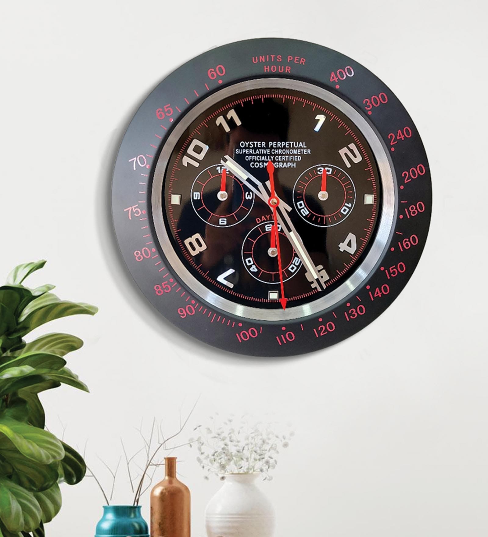 Buy Red Metal Chronograph Modern Wall Clock at 32% OFF by FunkyDecors ...