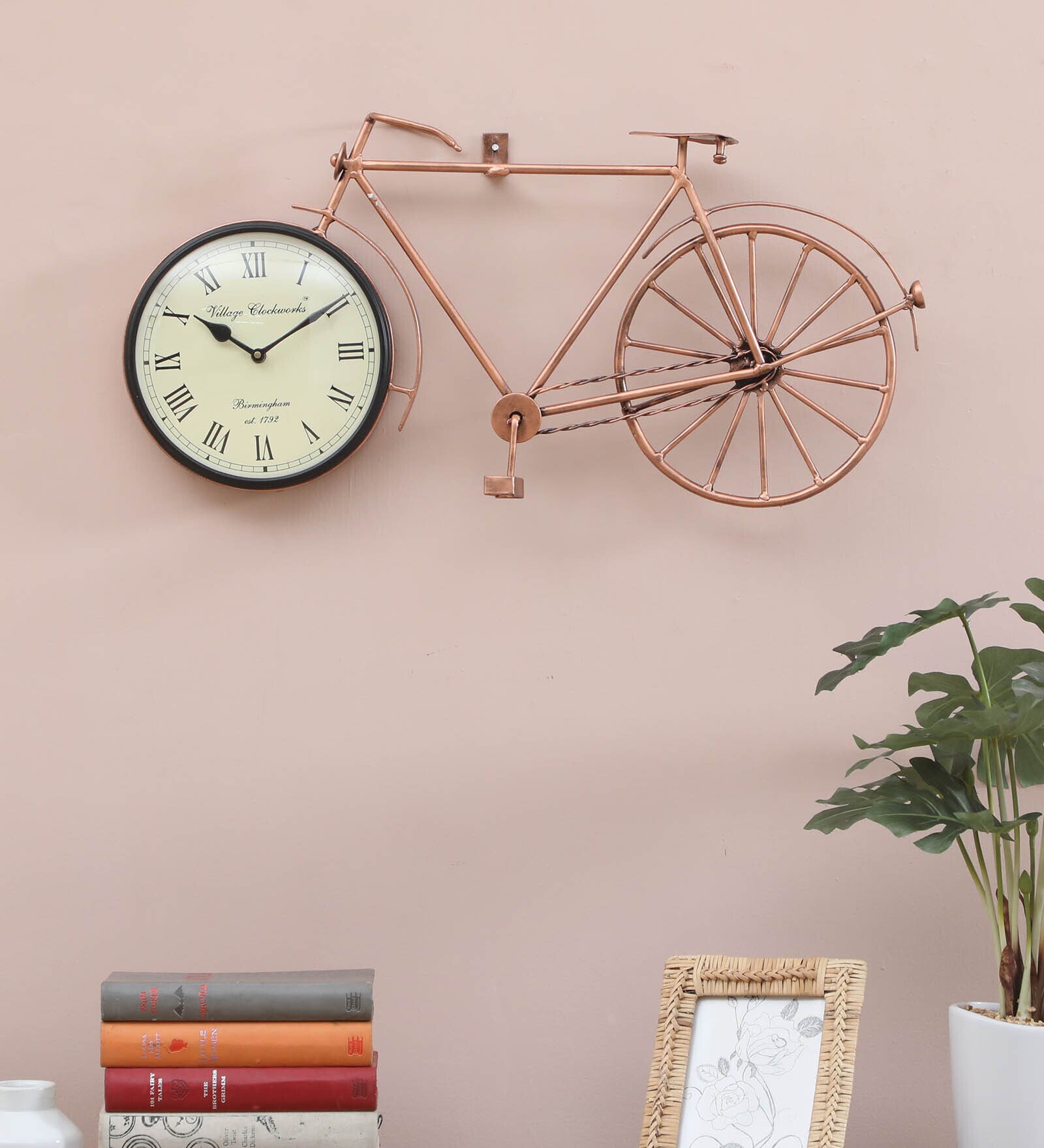 Buy Metal Copper Finish Cycle Wall Clock-By Padmavati Art Creations at ...