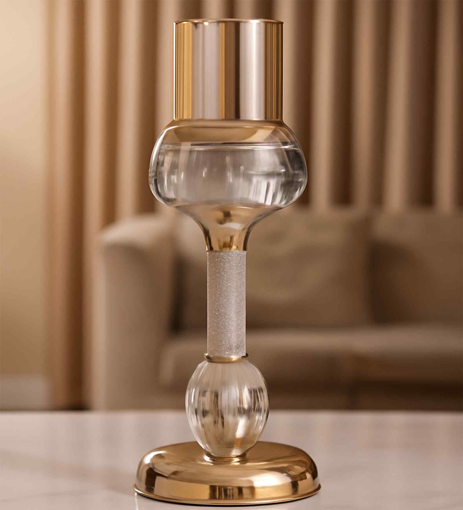 Buy Metal Crystal Filled Golden Candle Stand at 15% OFF by Aarvi Decor ...