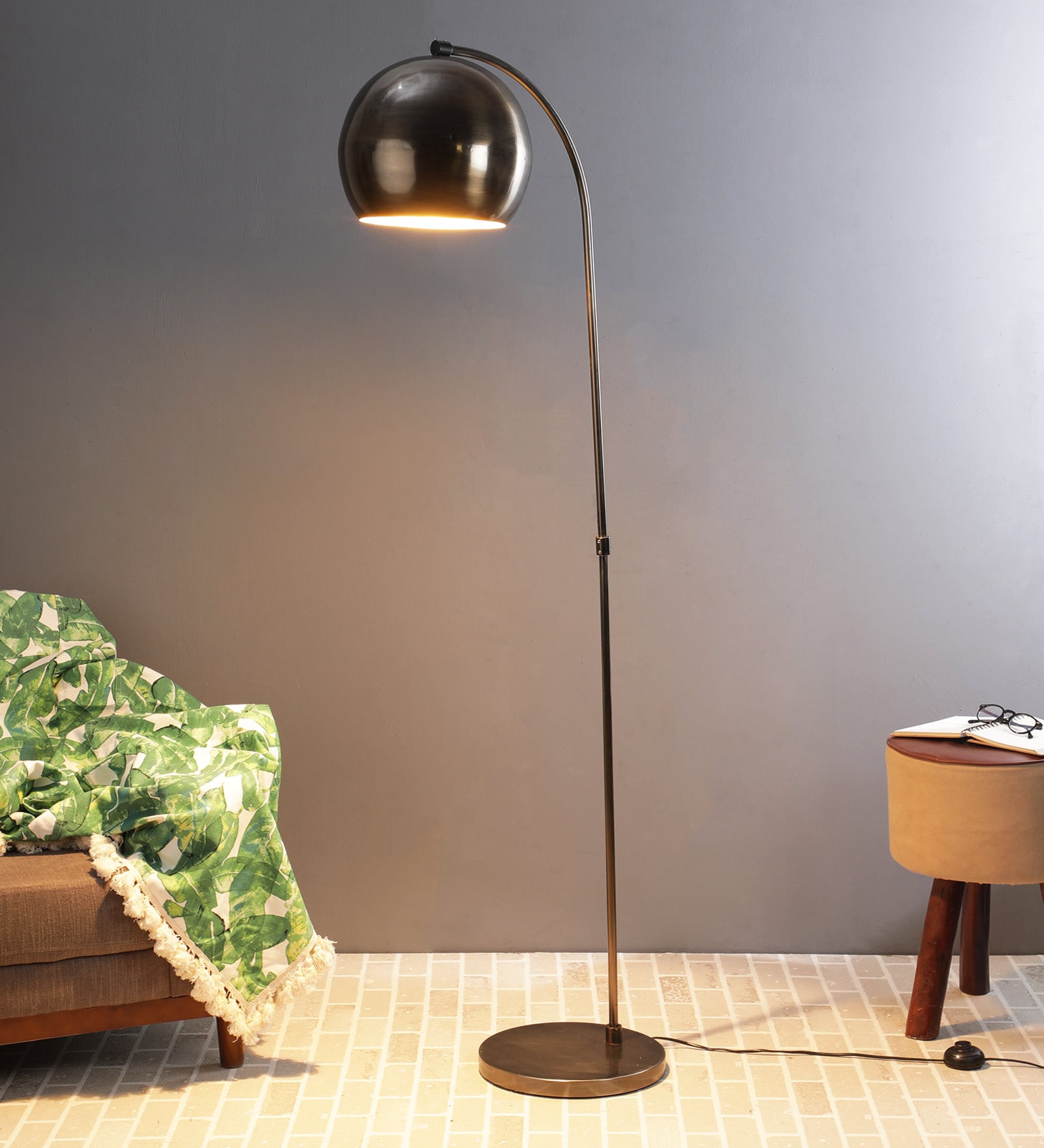 Buy Marcelo Black Metal Shade Floor Lamp with Brown Base - Bohemiana By ...