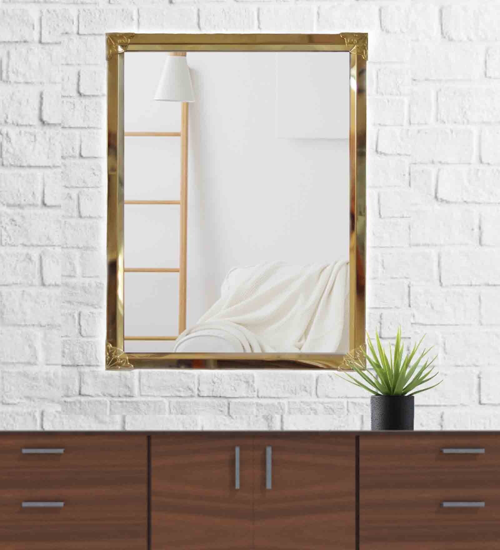 Buy Metal Frame Wall Mirror In Yellow By K K Glass & Aluminium at 18% ...
