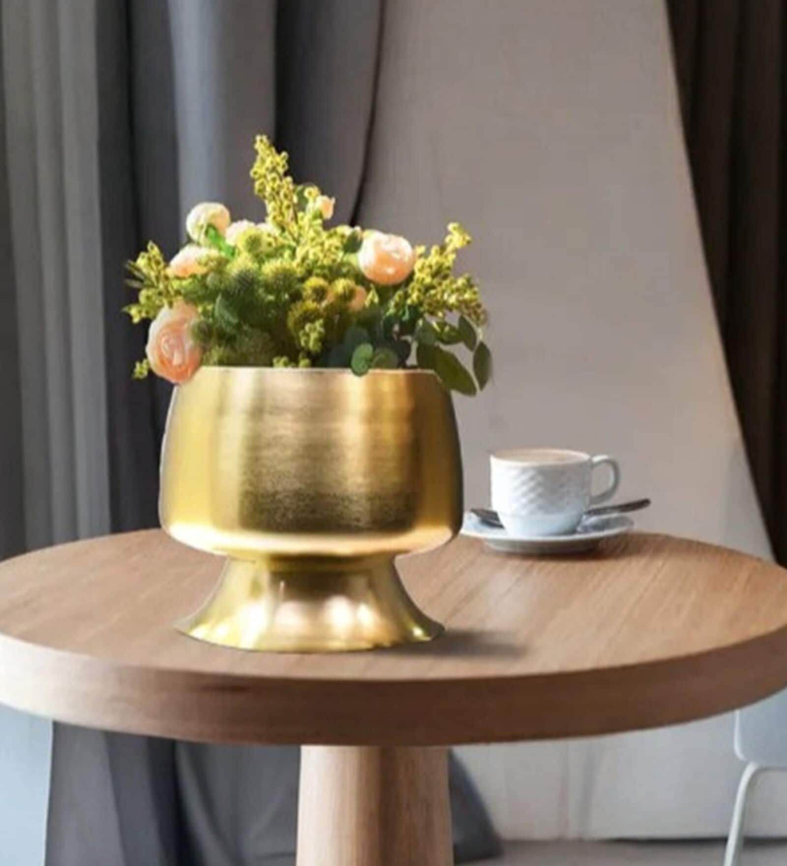 Buy Metal Plain Table Planter - Gold Color at 59% OFF by Royaloak ...