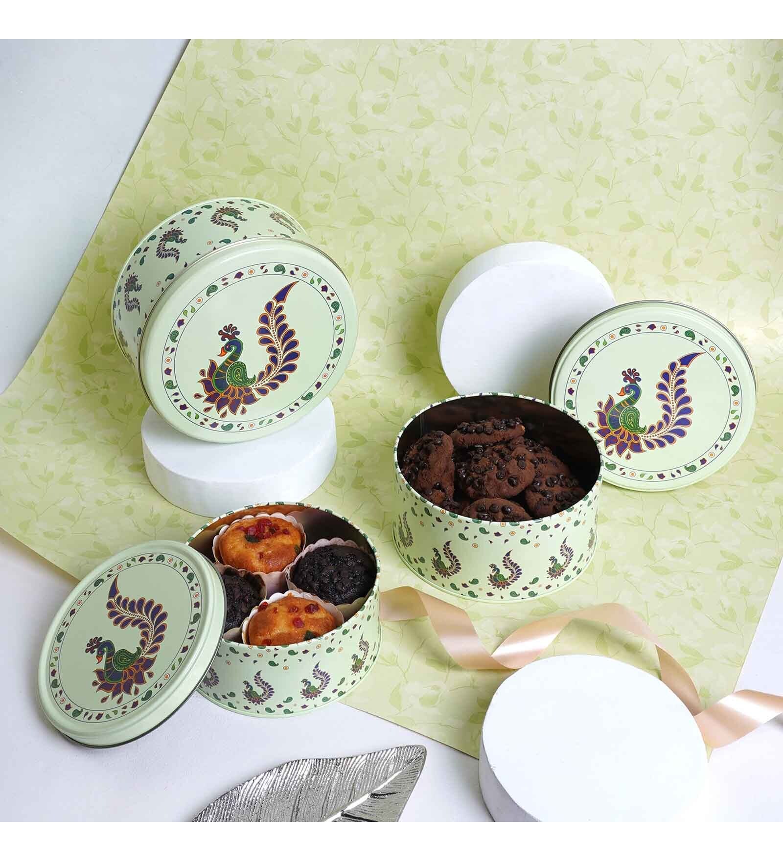 Buy Metal Storage Box with Lid | Airtight| Circular (Light Green) at 32 ...