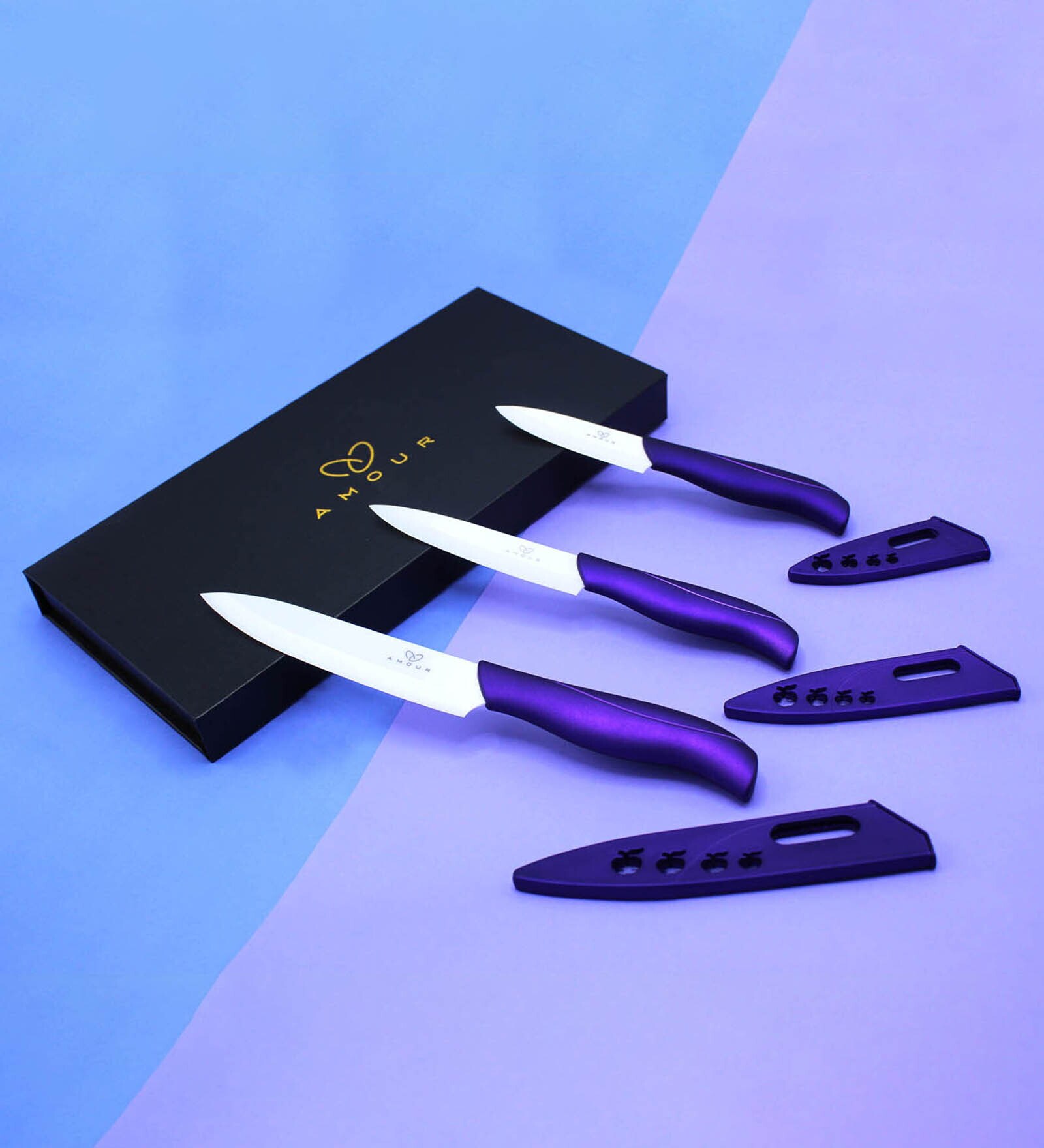 Buy Metallic Purple Ceramic (Set of 3) Kitchen Knife at 64% OFF by ...
