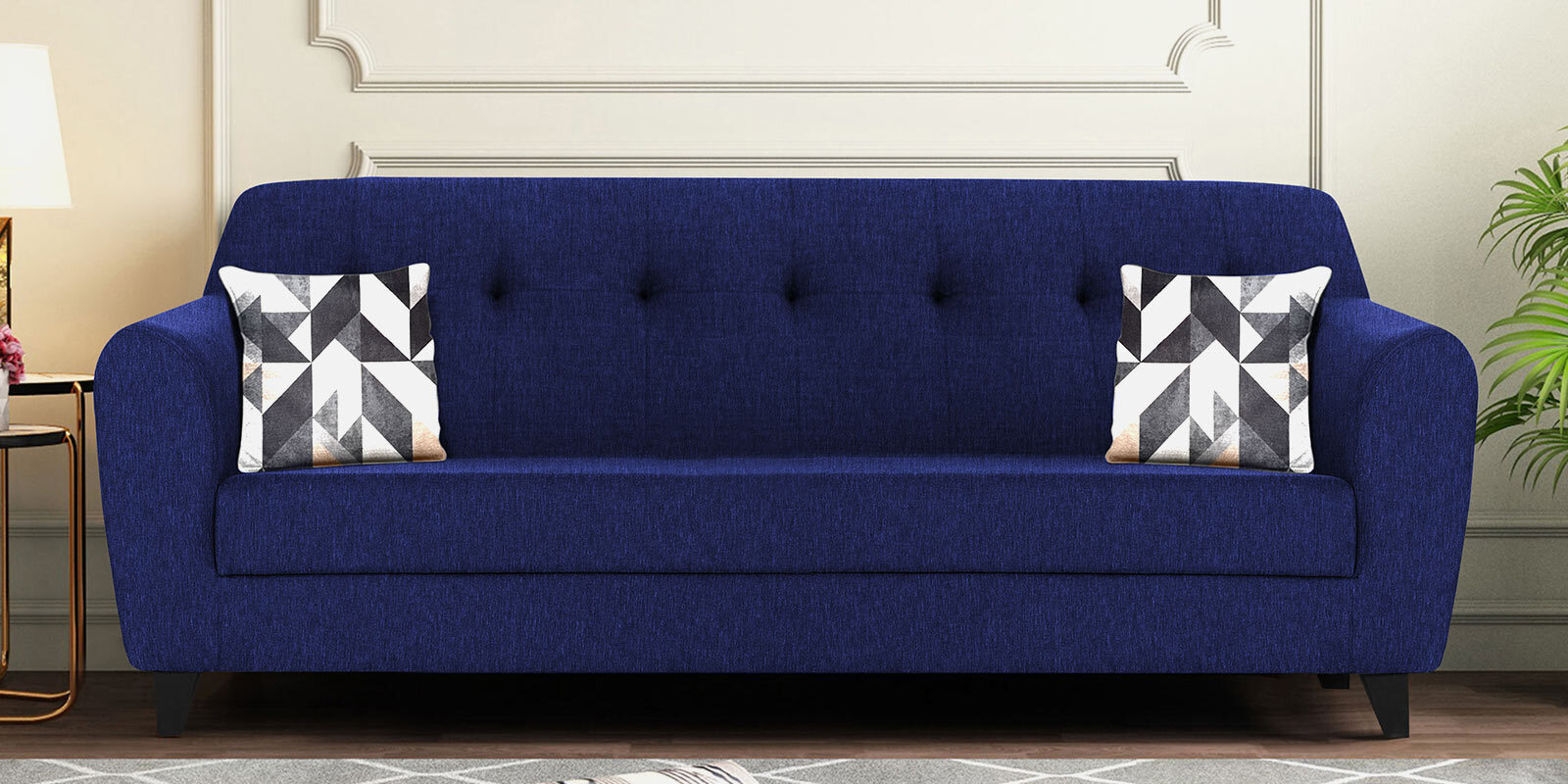 Buy Melaan Fabric 3 Seater Sofa in Royal Blue Colour at 44% OFF by ...