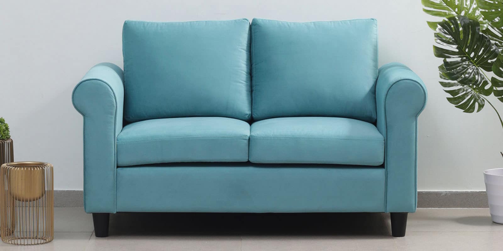 Buy Merriam Velvet 2 Seater Sofa in Aqua Blue Colour at 67% OFF by ...