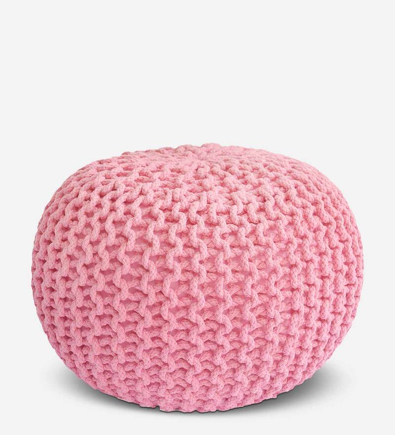 Buy Melton Handmade Pouffe In Pink Colour By Comfidelitas Online ...
