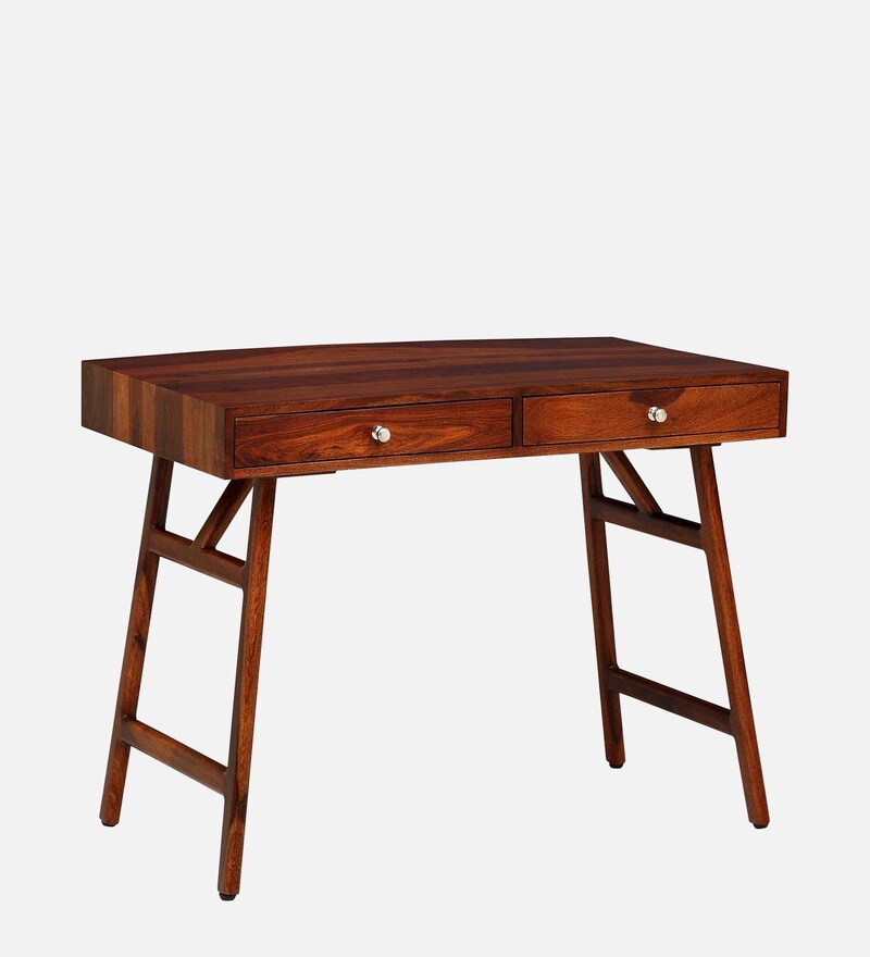 Buy Memphis Sheesham Wood Writing Table In Honey Oak Finish By ...