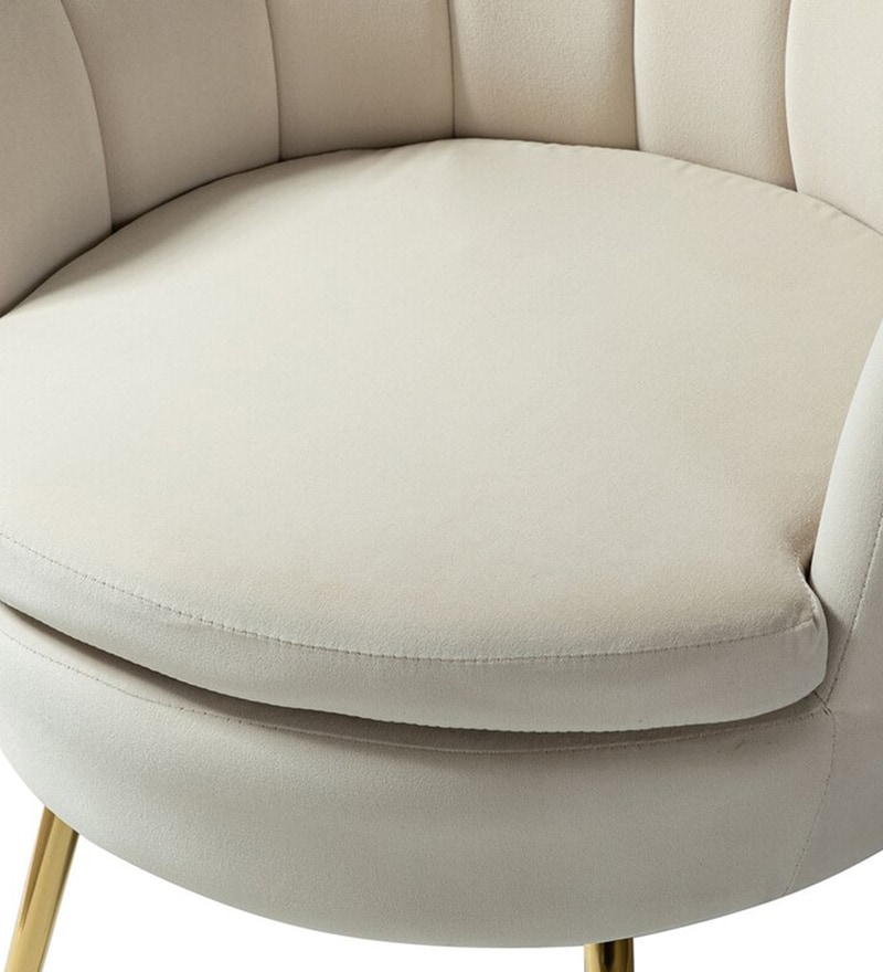 Buy Mesa Fabric Lounge Chair in Beige Colour by Adorn Homez Online ...