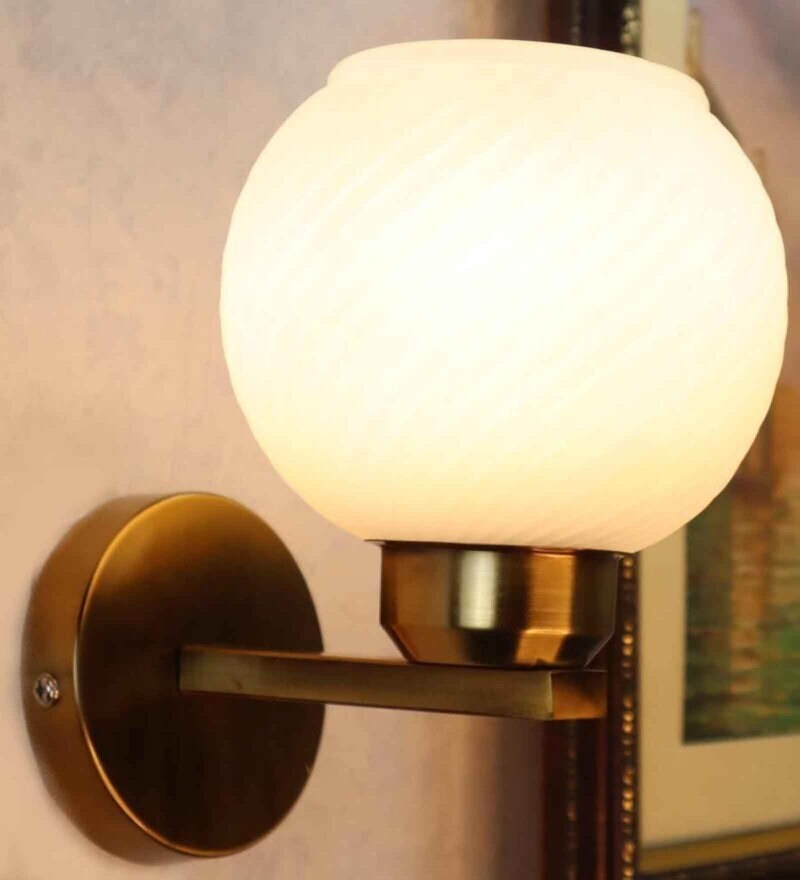 Buy Metal & Glass Gold Wall Light By Homes Elite Online - Uplight ...