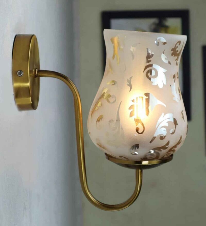 Buy Metal & Glass Gold Wall Light By Homes Elite Online - Uplight ...