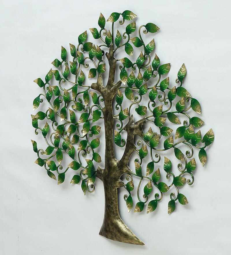 Buy Iron Decorative Tree Wall Art In Gold By Malik Design Online ...