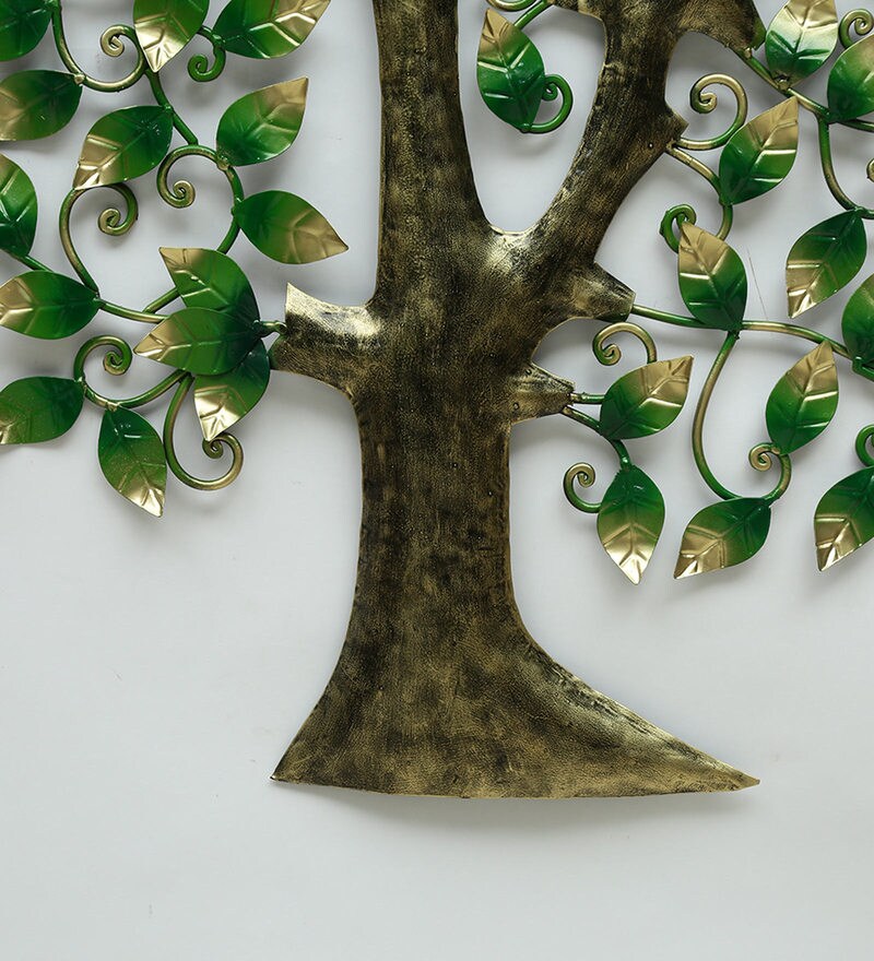 Buy Iron Decorative Tree Wall Art In Gold By Malik Design Online ...