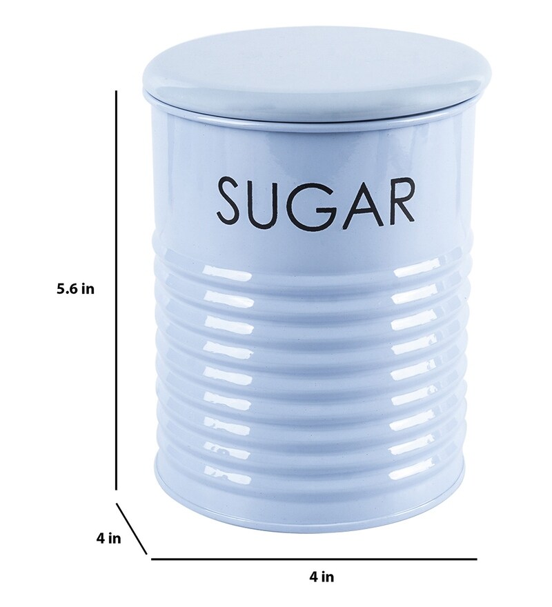 Buy Metal Blue Sugar Jar With Lid 900Ml By Market 99 Online - Jars and ...