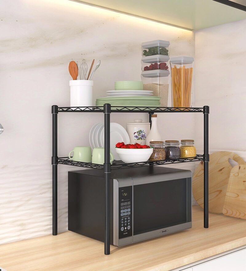 Buy Denham Kitchen Metal Racks Basic With Oven Space In Black Colour By ...
