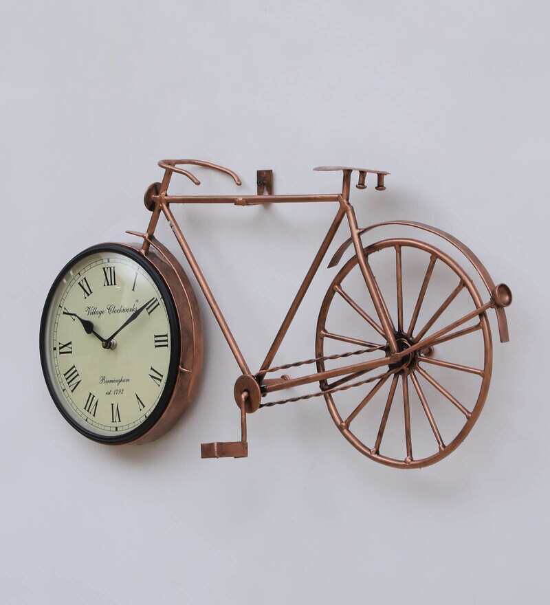 Buy Metal Copper Finish Cycle Wall Clock-By Padmavati Art Creations ...