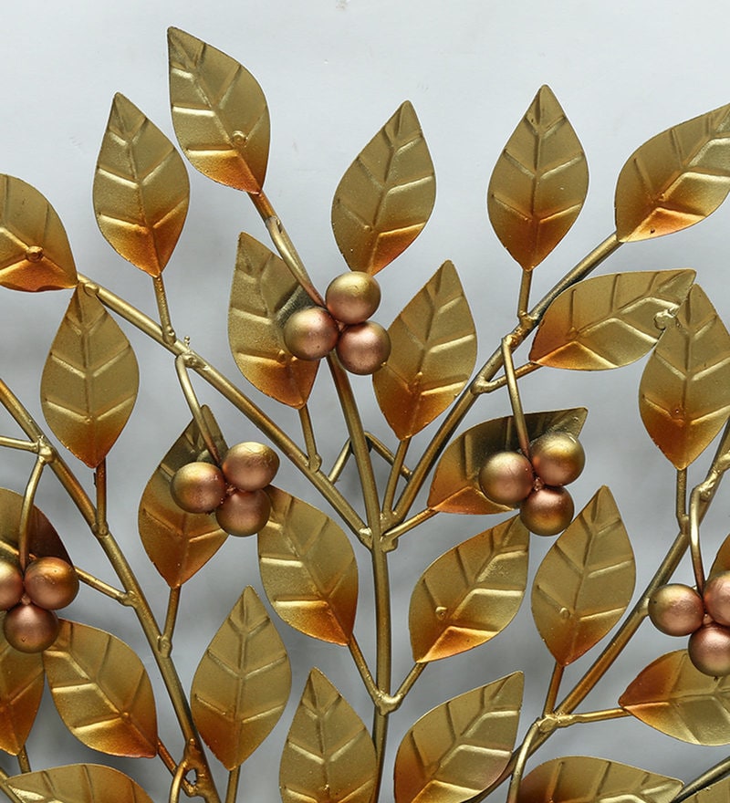 Buy Iron Decorative Tree Wall Art In Gold By Malik Design Online ...
