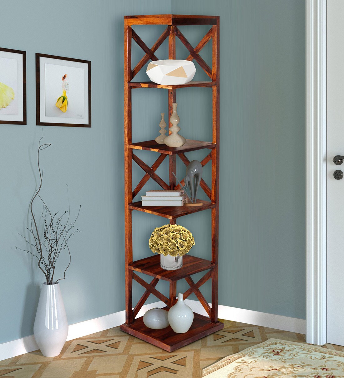 Buy Michael Wooden display rack in Honey Oak Color by Karigar Online ...