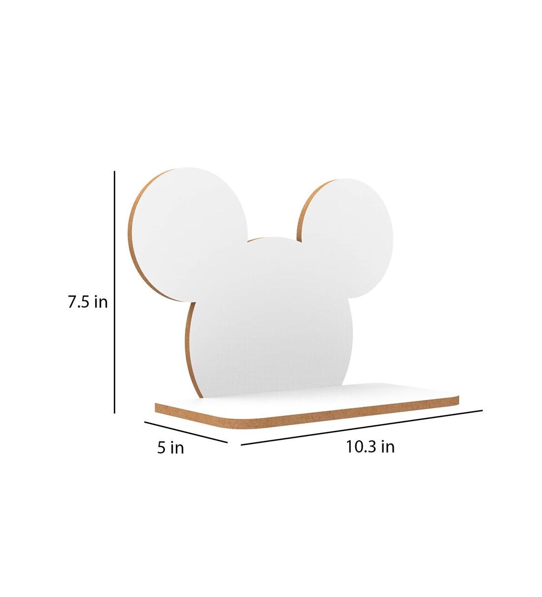 Buy Mickey Mouse MDF Wall Shelf In White By Home Sparkle Online - Fixed ...