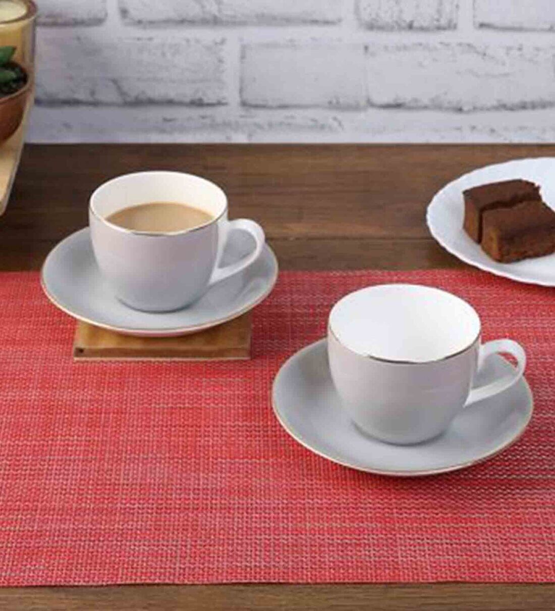 Buy Milan 220ml Grey (Set of 12) Ceramic Tea Cup & Saucer Set at 34% ...