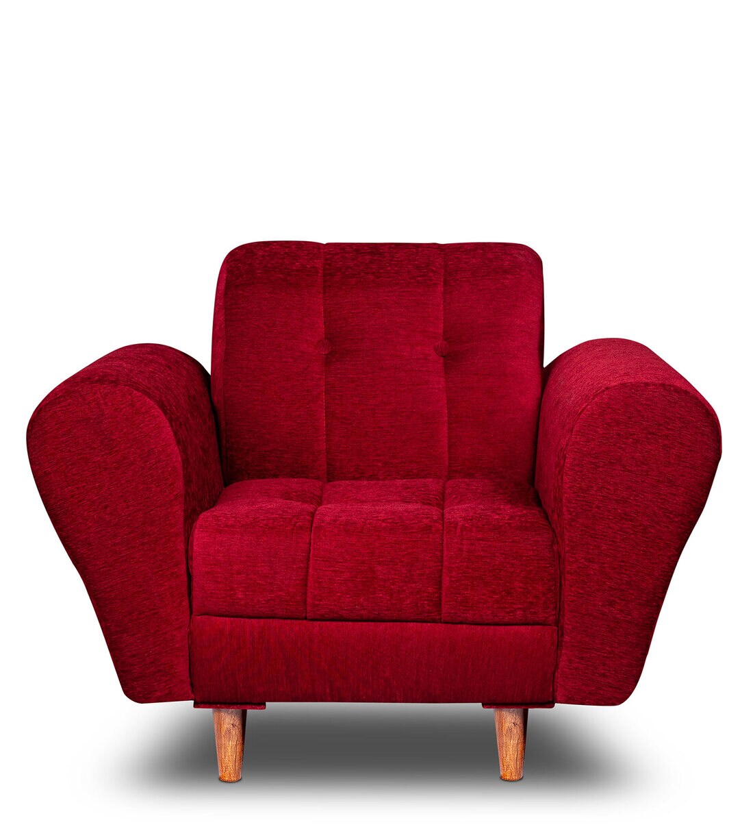 Buy Milan Fabric 1 Seater Sofa in Maroon Colour Online - Mid-Century ...