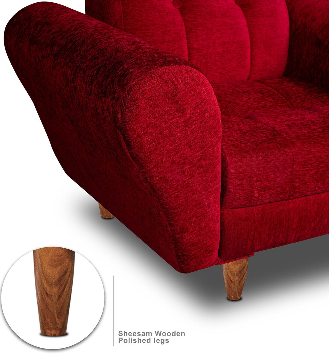 Buy Milan Fabric 1 Seater Sofa in Maroon Colour Online - Mid-Century ...