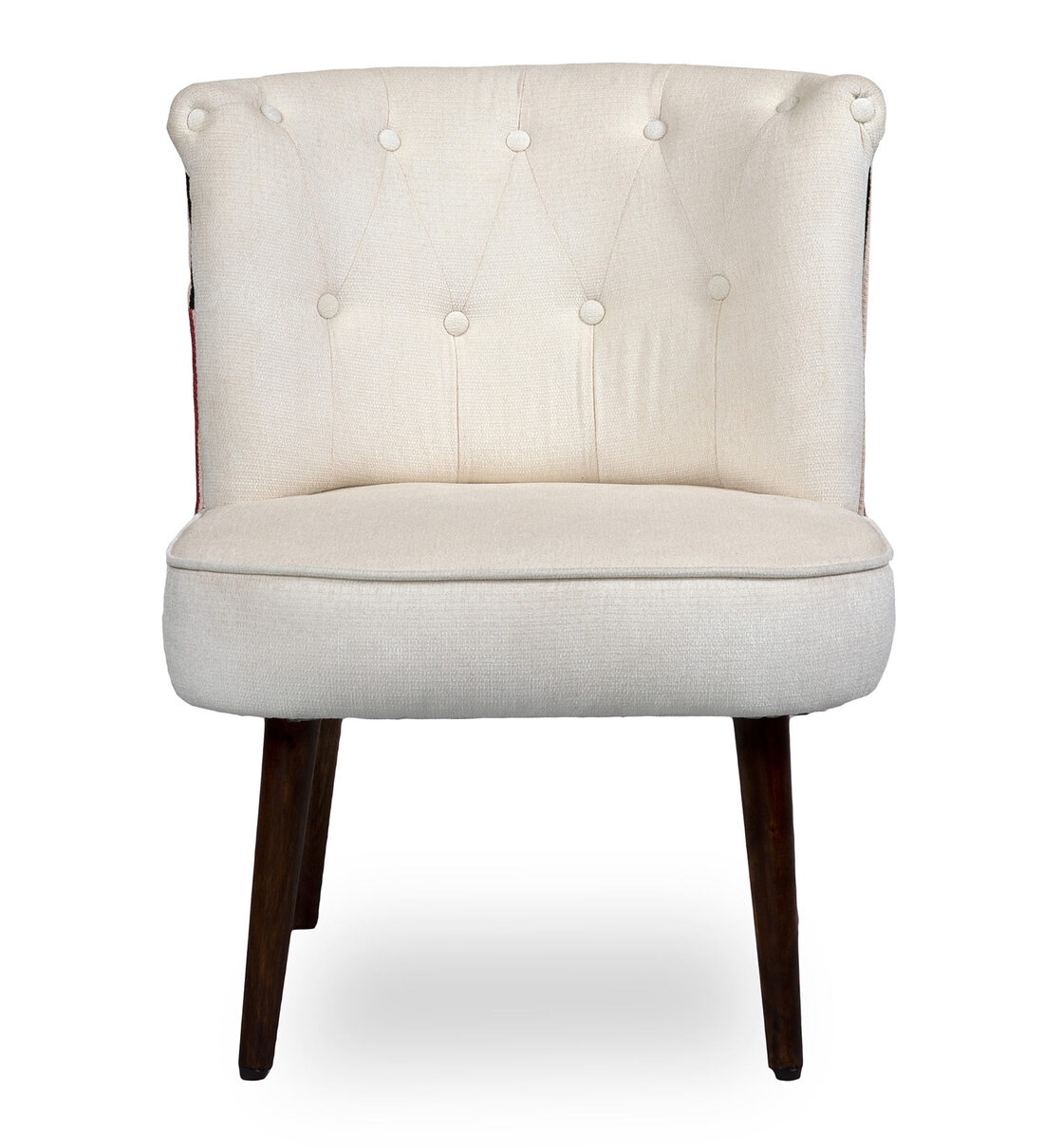 Buy Milano Fabric Slipper Chair in Red & White Colour with Foot Stool ...